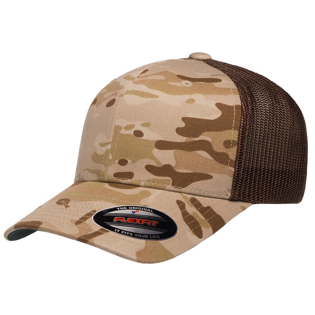 Flexfit Fitted Trucker Cap w/MultiCam - Leather Patch Included