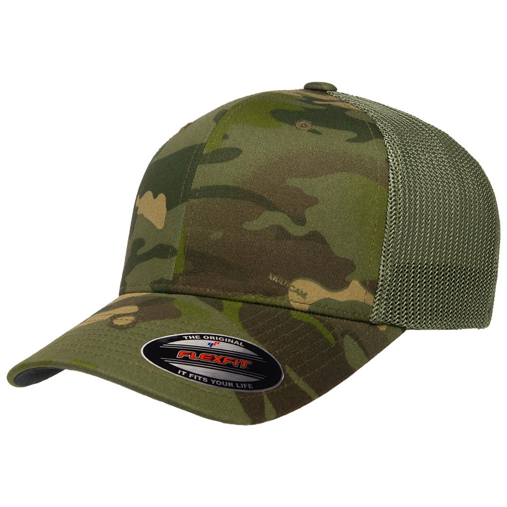 Flexfit Fitted Trucker Cap w/MultiCam - Leather Patch Included